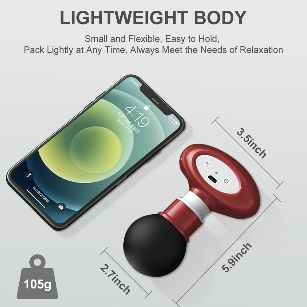 Mini Muscle Massage Gun, Powerful 6 Speed Vibration Modes Handheld Massager Wand for Back, Shoulder, Neck and Body Pain Deep Tissue Massage Gun, Professionally Relieve Athletes Pain