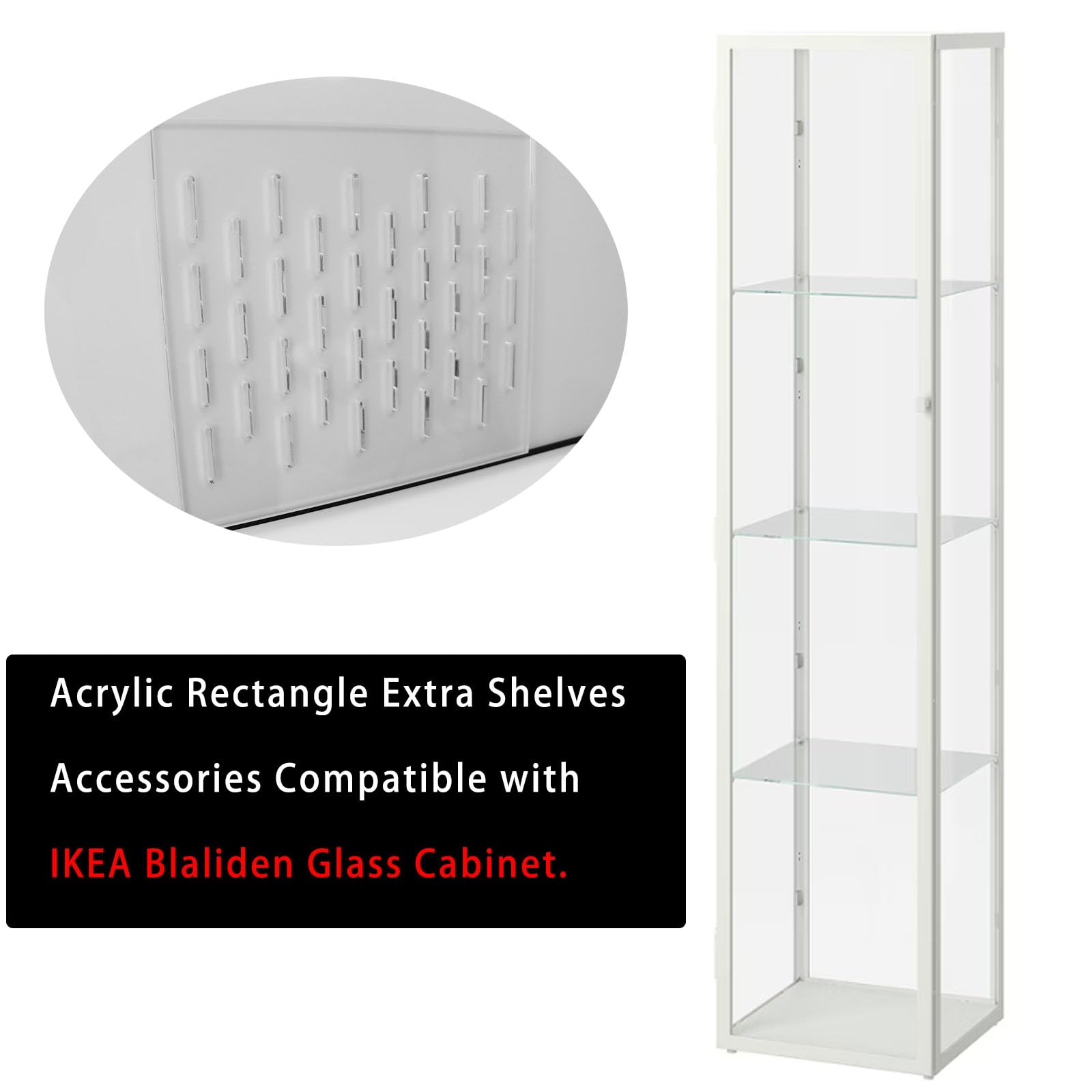PIAOLGYI Replacement Shelf with Brackets for IKEA Blaliden,Acrylic Rectangle Extra Shelves Accessories Compatible with IKEA Blaliden Glass Cabinet,12.5" x 11.25"(2)