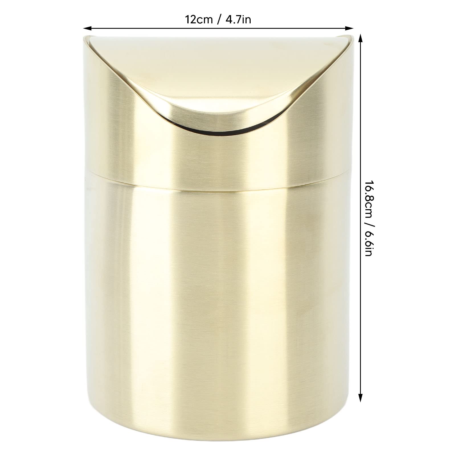 Topyond Mini Trash Can, Small Metal Garbage Bin,Gold Desktop Trash Can for Office Countertop, Stylish Design, Boat Trash Can