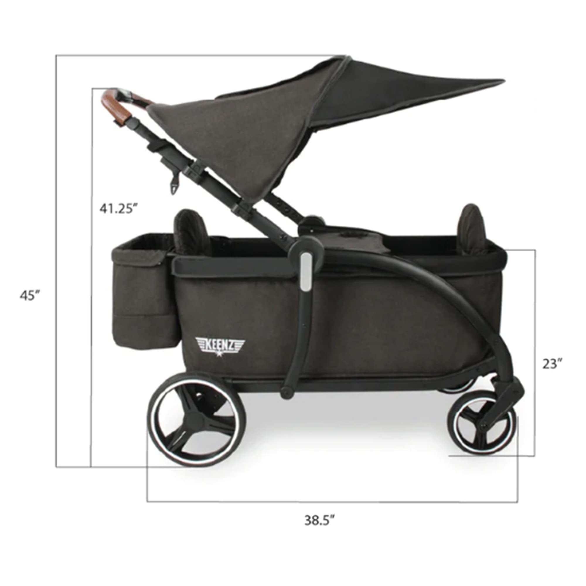 Keenz Class Push Pull Baby Toddler Kids Stroller Wagon with 1 Touch Brake, Foldable Design, Activity Tray, Storage Bin, and Removeable Canopy, Black
