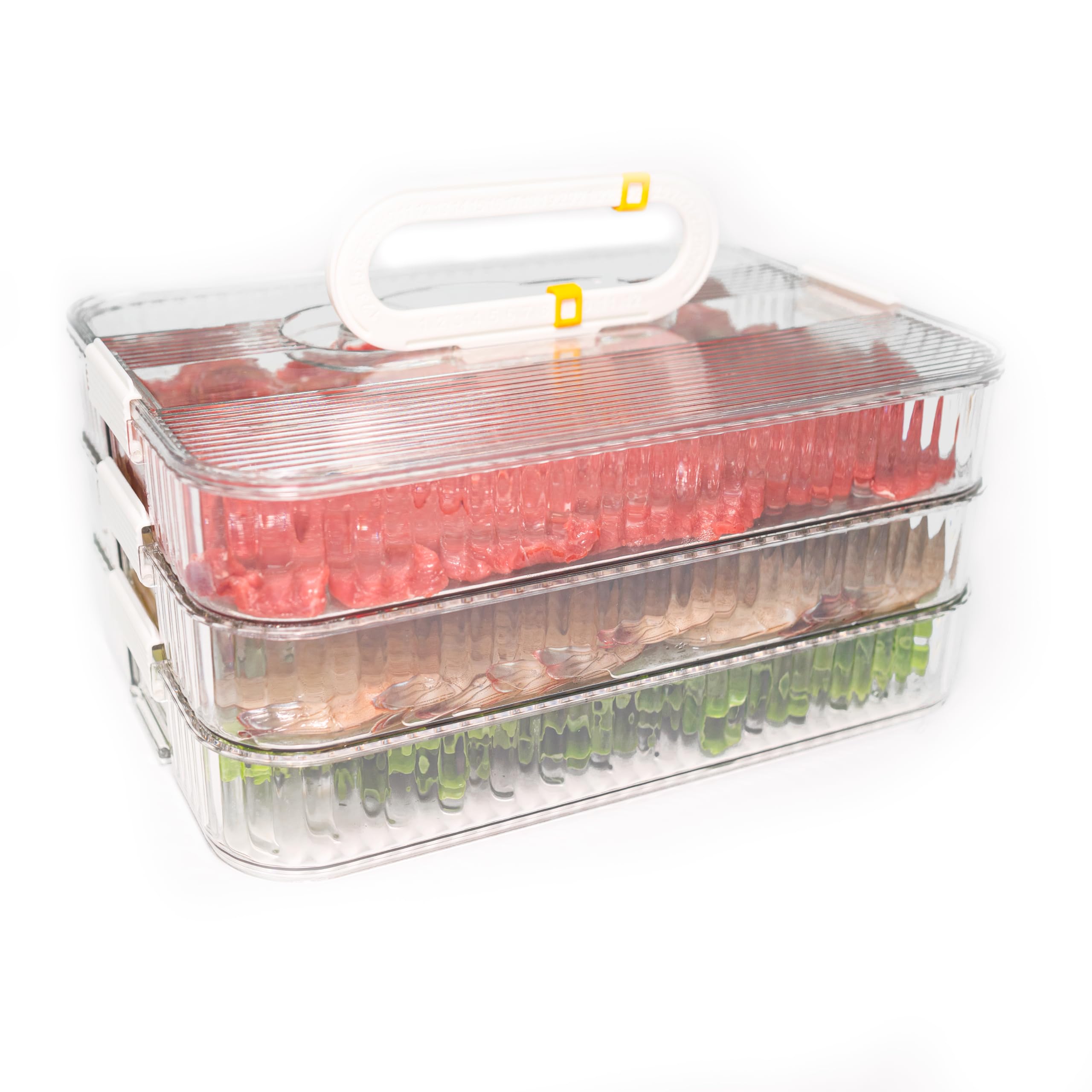 REDANT Deli Containers with Lids for Refrigerator Organizers and Storage - Airtight Deli Meat Container for Fridge - Plastic Meal Prep Containers Reusable for Lunch Meat, Ham and Bacon, 3 Layers