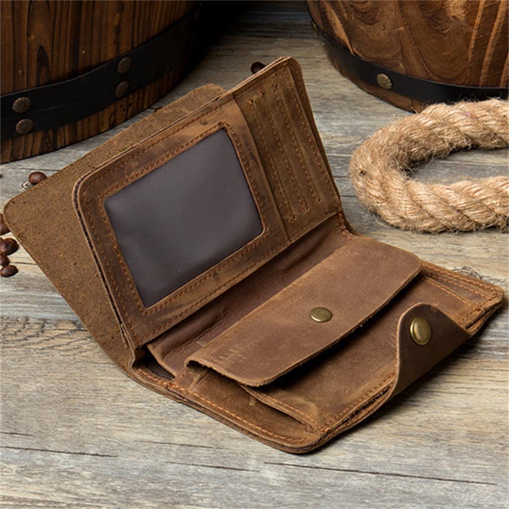 LIUZH Hand-Stitched Leather Retro Purse Men's Long Money Clip Wallet Men's Storage Bag Wallet