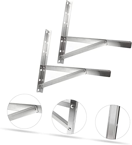 Shelf Brackets wall Shelves 2pcs Stainless Window Outdoor Folding Duty Steel Triangle Conditioner Mount Shelf Support Brackets Stand -p Ac Rack Wall - Foldable for Heavy P Holding Air Bracket Mounted