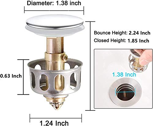 PTAbiao Basin Pop-Up Drain Filter Universal Wash Bounce Built in Anti Clogging Strainer Sink Shroom Drain Plug Strainer Cover for Kitchen Bathroom (2Pcs)