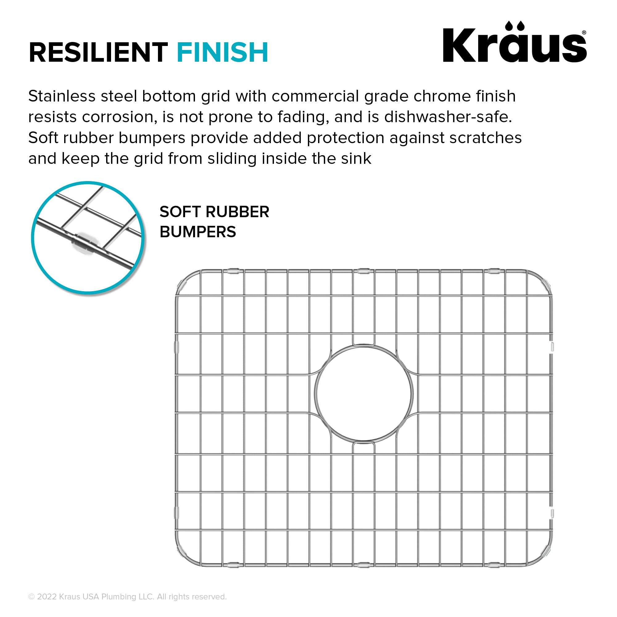 KRAUS Stainless Steel Bottom Grid (18 3/4 in. x 14 3/4 in.) for 21 in. Kitchen Sink, BG1915