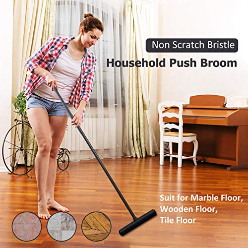 LCF Soft Bristle Rubber Broom and Squeegee with Telescopic Handle Carpet Rake Soft Household Push Broom Removal Pet Human Hair Outdoor Broom Dog Multi Brush Gray
