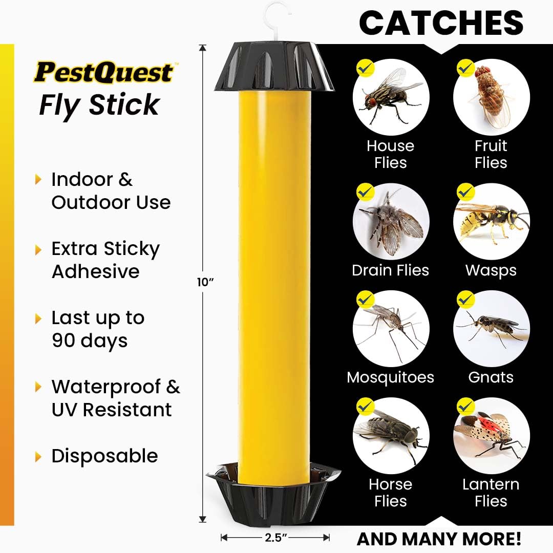 Sticky Fly Stick (6 Pack), Fly Stick for Mosquitoes, Sticky Trap for Flies Gnats Wasp Flying Insects, Bug Catcher, Indoor or Outdoor Use, Ready to Use Home