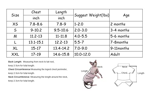 Sphynx Cat Clothes Bell Rings Sweater Hairless Cat Clothes Devon Clothes Cat Apparel for Small Kitten and Dogs (XX-Large)
