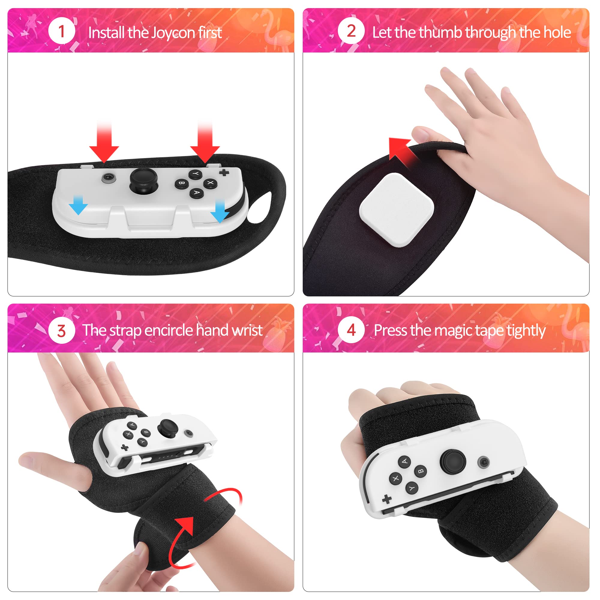 Leyu Smart Switch 2024 Just Dance JoyCon Grip(2 Pack) Party Gift Wrist Strap Boxing Design (Free The Hands,Dance Freely with Rhythm) for Switch Just Dance 2023 2022 2021 2020 2019 White