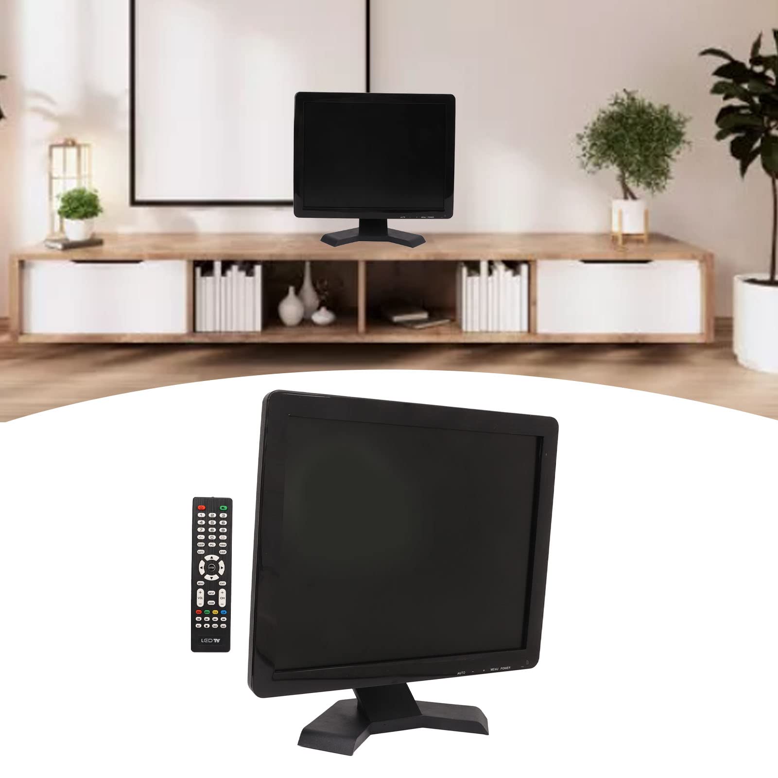 Qinlorgo USB VGA AV BNC DC Input Monitor, 100-240V Easy Install 15 Inch TFT LCD Monitor with Clear Image for PC (US Plug)
