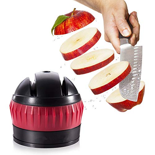 Imperial Global Ltd. Knife Sharpener β Upgraded 2 Stage Kitchen Knife Sharpener with Tungsten & Ceramic Blades with Suction Base β Knives Sharpening Tool for Home & Professional Use (Black & Red)
