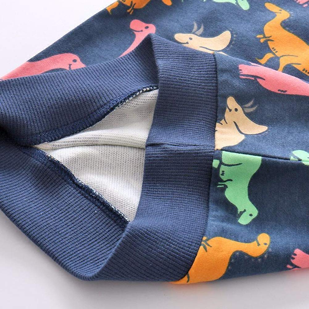 Julerwoo Girls Cotton Sweatshirts Dinosaur Printed Crewneck Tops (4T, Navy)