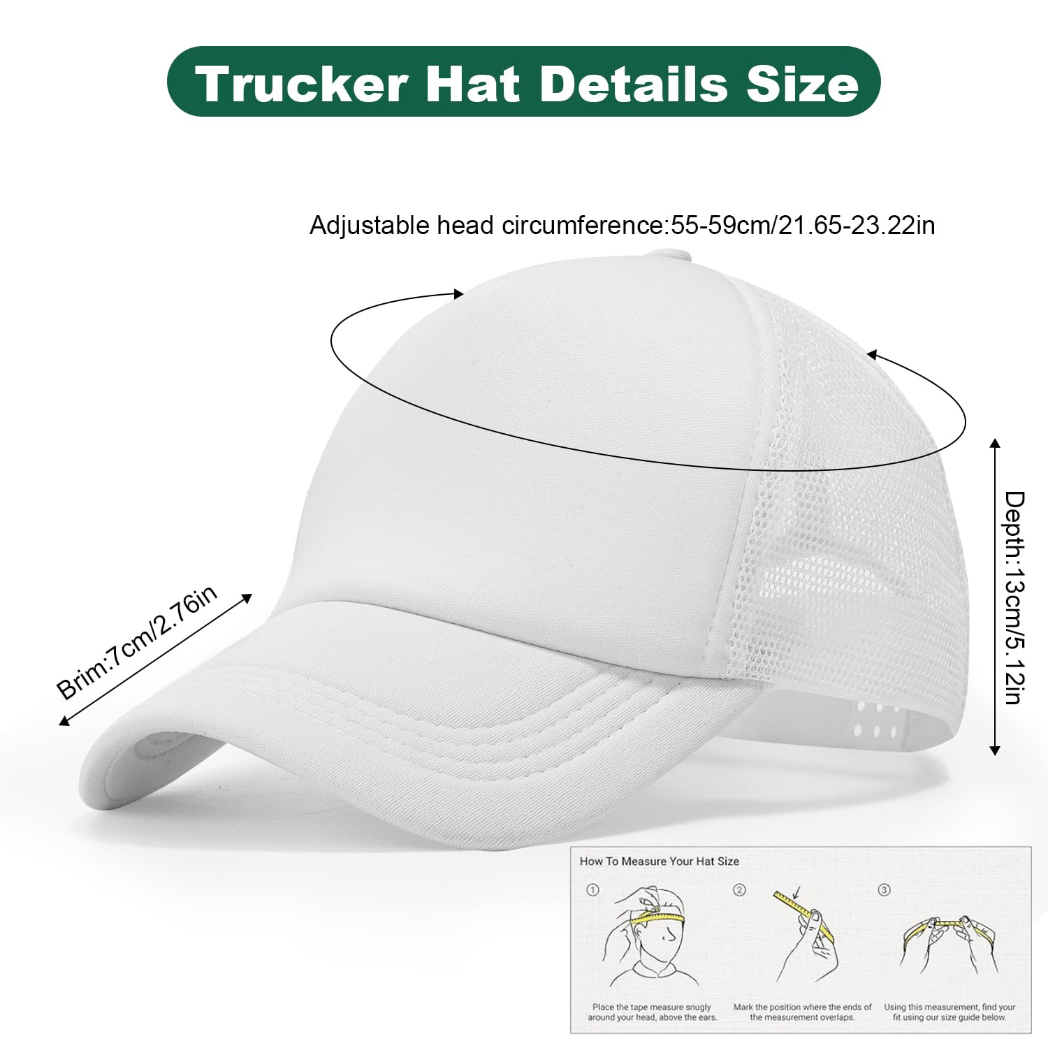 MEINICY Foam Trucker Hat for Men Women 5 Panel Plain Front Mesh Back Cap Snapback Baseball Cap Classic Trucker Hat Black+White+Navy Blue