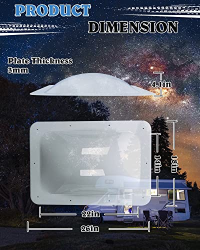 Nizzipum RV Skylight Thick RV Skylight Replacement Durable RV Skylight Cover 18”x26” Fitting 14" x 22" RV Skylight Dome Opening UV Resistant for Camper Trailer Skylight(Clear)