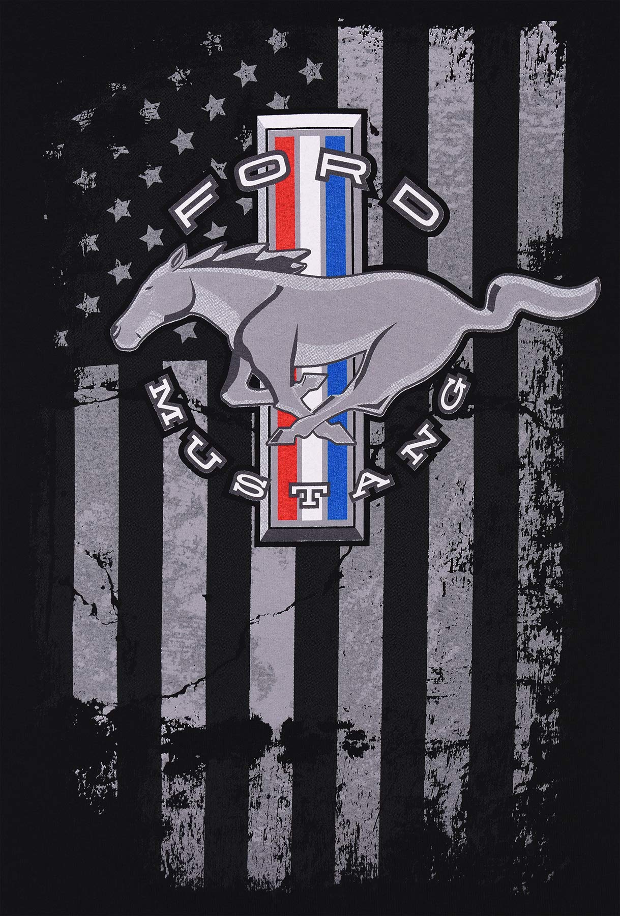 JH DESIGN GROUP Men's Ford Mustang Pullover Hoodie American Flag 2 Sided Sweatshirt (Small, Black)
