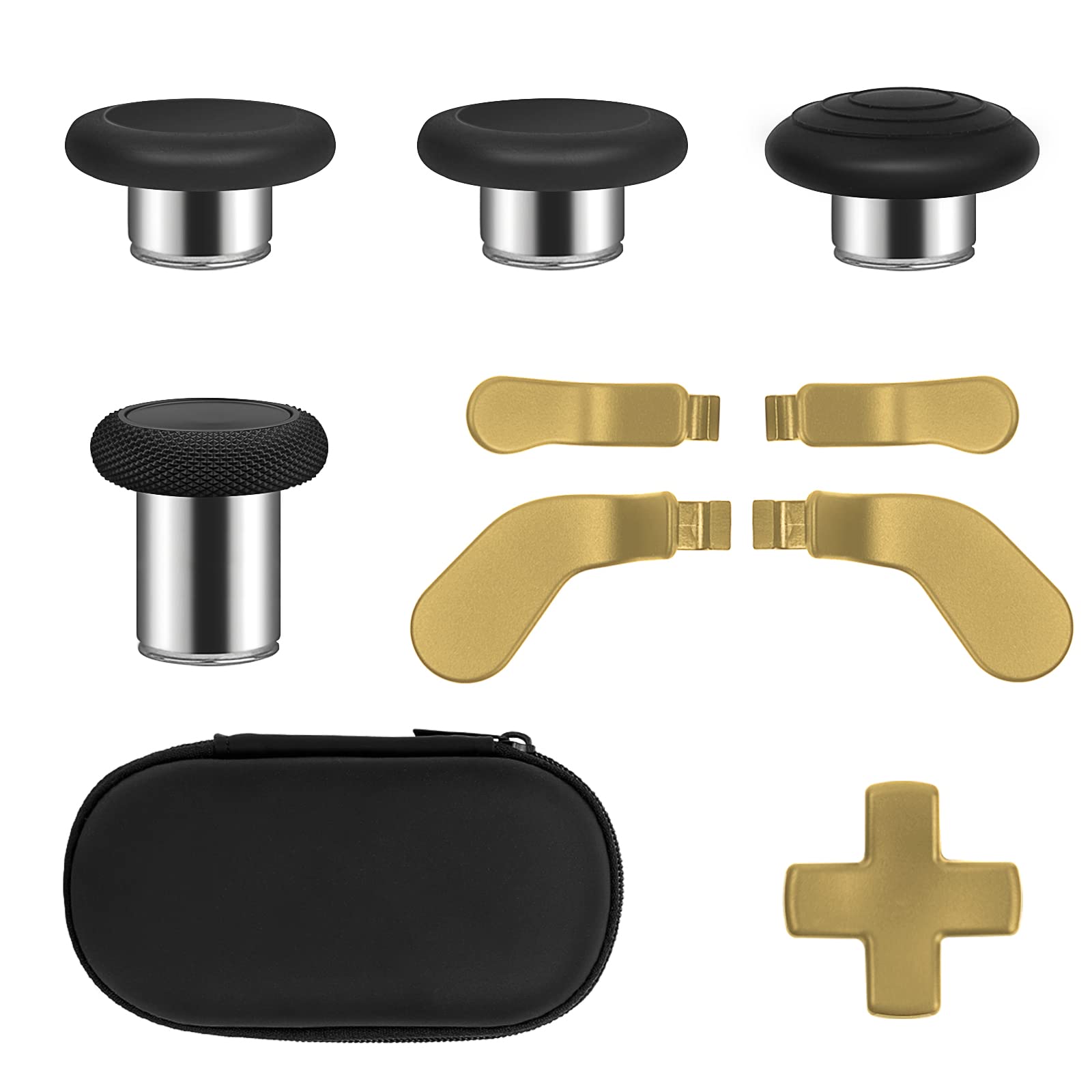 Metal Paddles Accessories for Xbox Elite Controller Series 2 Core, Thumbsticks Replacement Parts for Elite Series 2 Controller, 9 in 1 Component Pack Includes Replacement Joysticks, D-Pad & Paddles