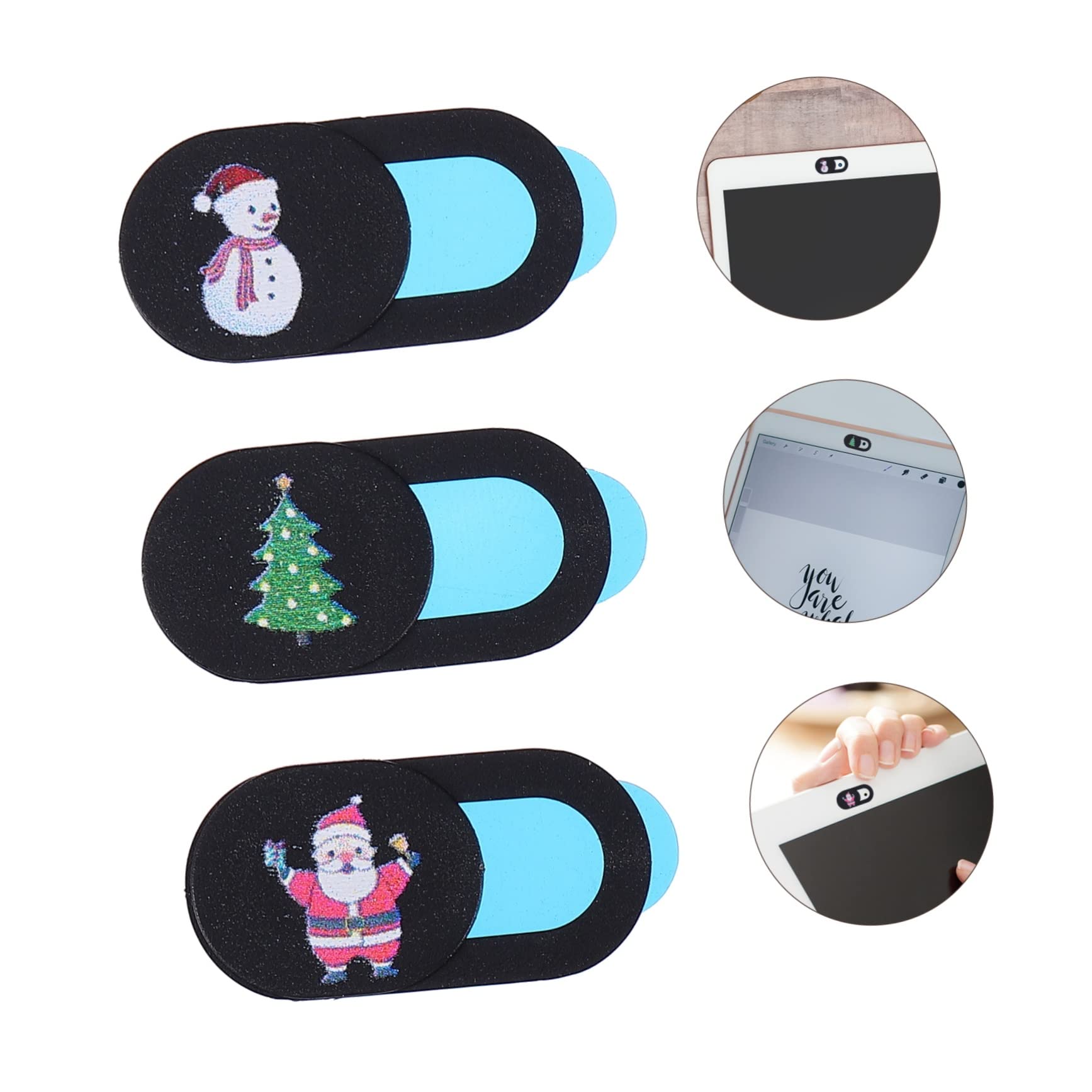 NUSITOU 3pcs Camera Slide Tablet Camera Cover Computer Camera Covers Phone Camera Blocker Laptop Camera Cover Christmas Webcam Cover Slides Wheat Straw Cell Phone Protection Cap Slider