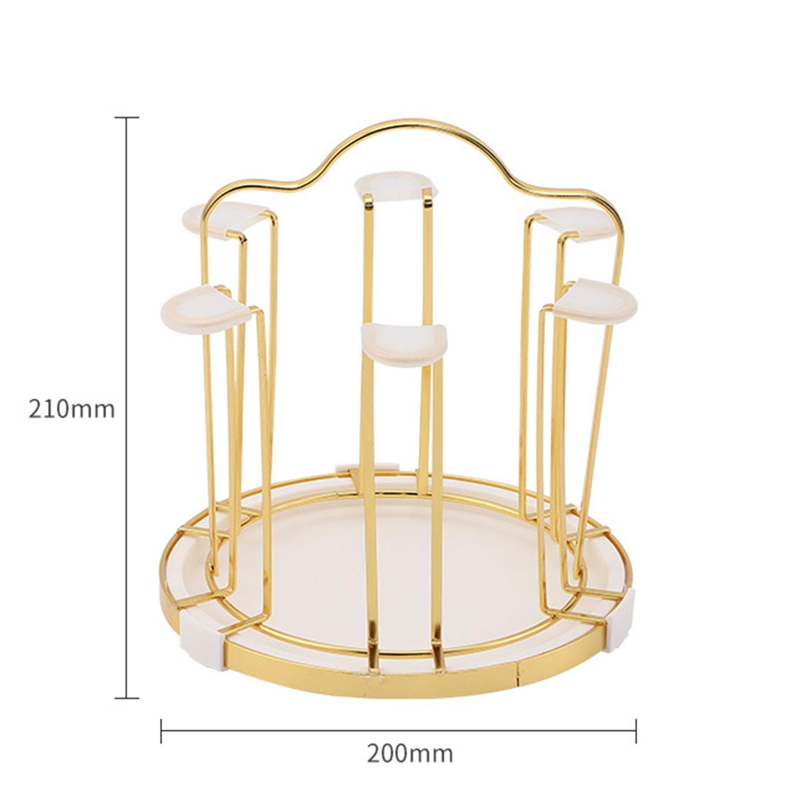 Qianly Cup Drying Rack with Drainboard Tray, Cup Stand Holder, Drinking Glass Drainer Stand Mugs Cups Organizer for Tea Shop Office, White