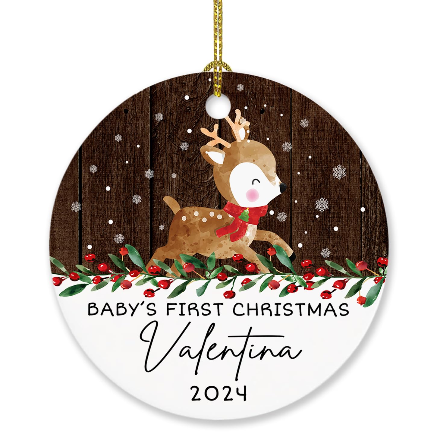 Ornaments Baby's First Christmas 2024, Personalized Deer Baby 1st Christmas Ornaments Gift for New Dad New Mom Newborn, Custom Name Deer Baby Boy Baby Girl Xmas Ornament, Deer Baby Ornament for Kids