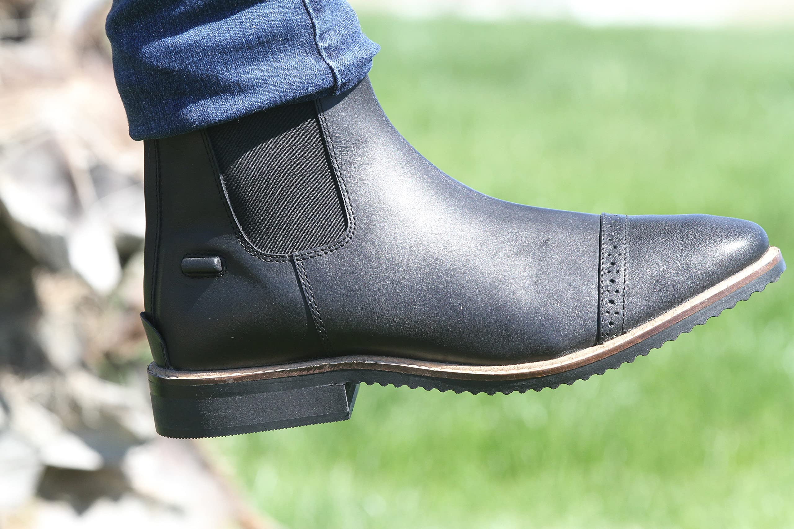 Huntley Equestrian Ladies Paddock Boot Premium European Leather With Classic Italian Burnish Finish YKK Zipper, Black, 10