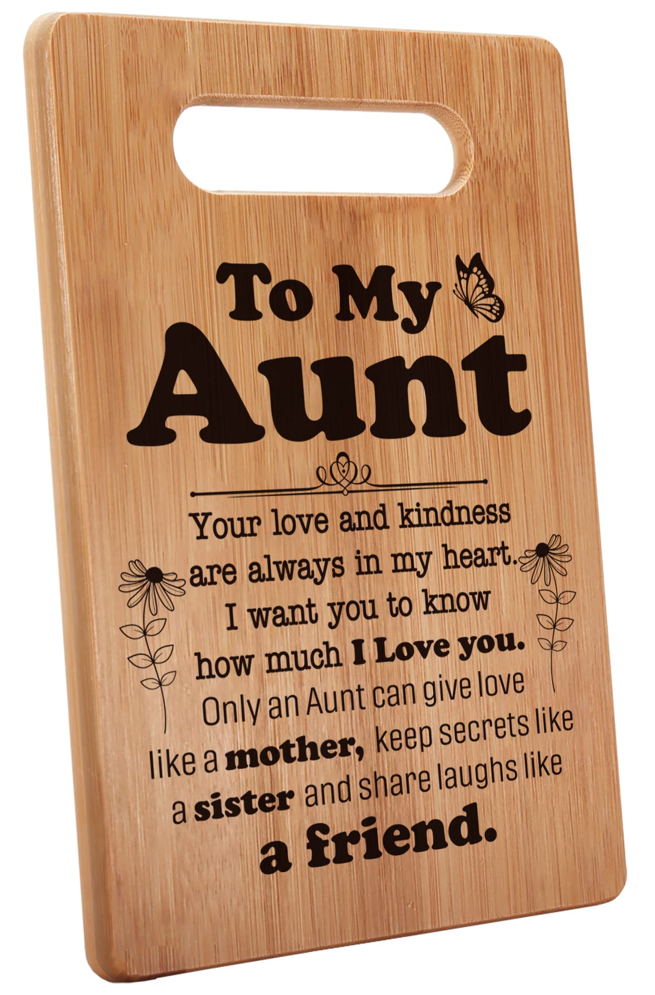 MY-ALVVAYS Aunt Gifts, Aunt Gifts from Niece, Gifts for Auntie, Best Aunt Ever Gifts, Aunt Birthday Gifts, Your Love and Kindness are Always in My Heart, Bamboo Cutting Board Gift, 7"x 11", MCB009