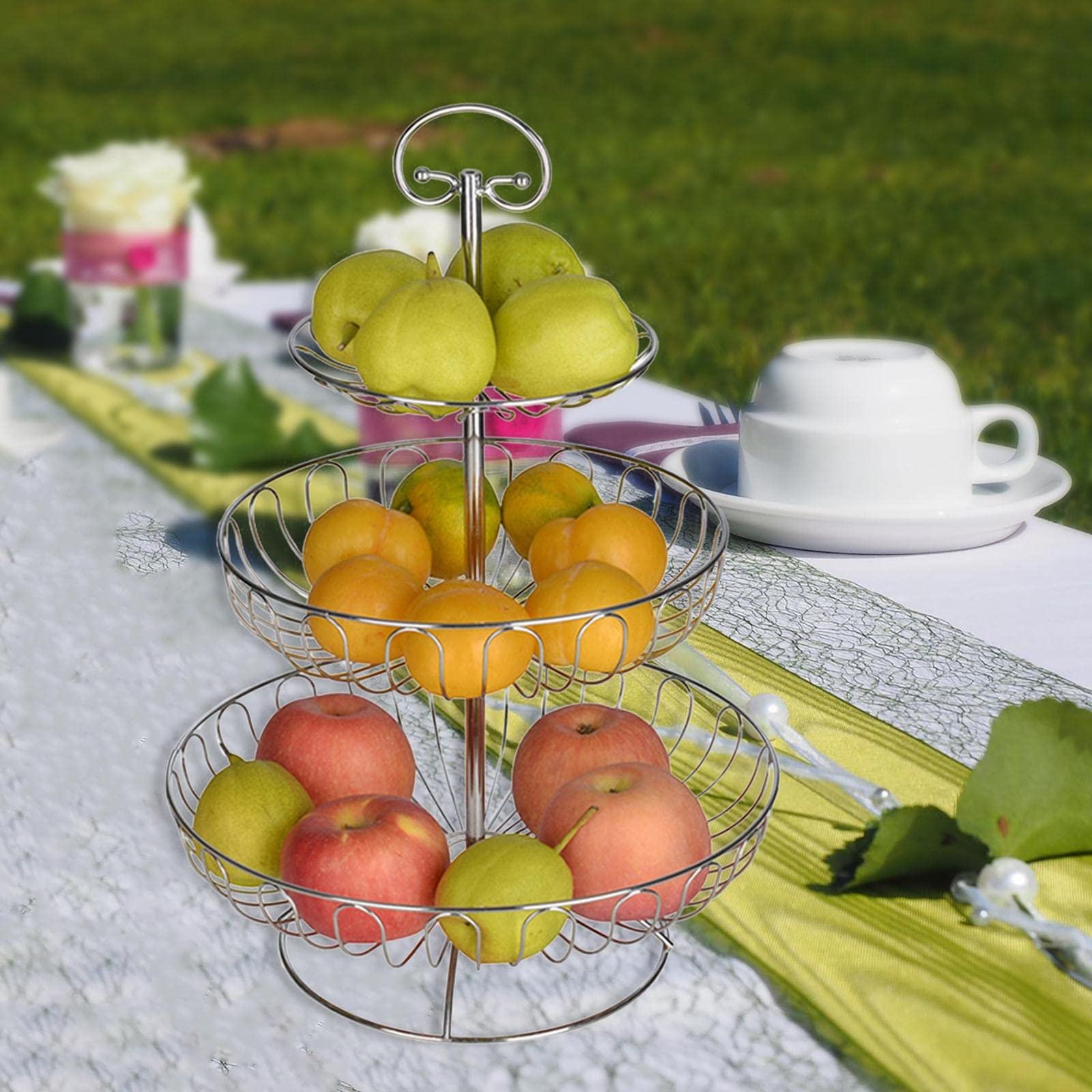 Milageto Detachable Metal Wire Fruit Bowl Banana Hanger for Bathroom Home