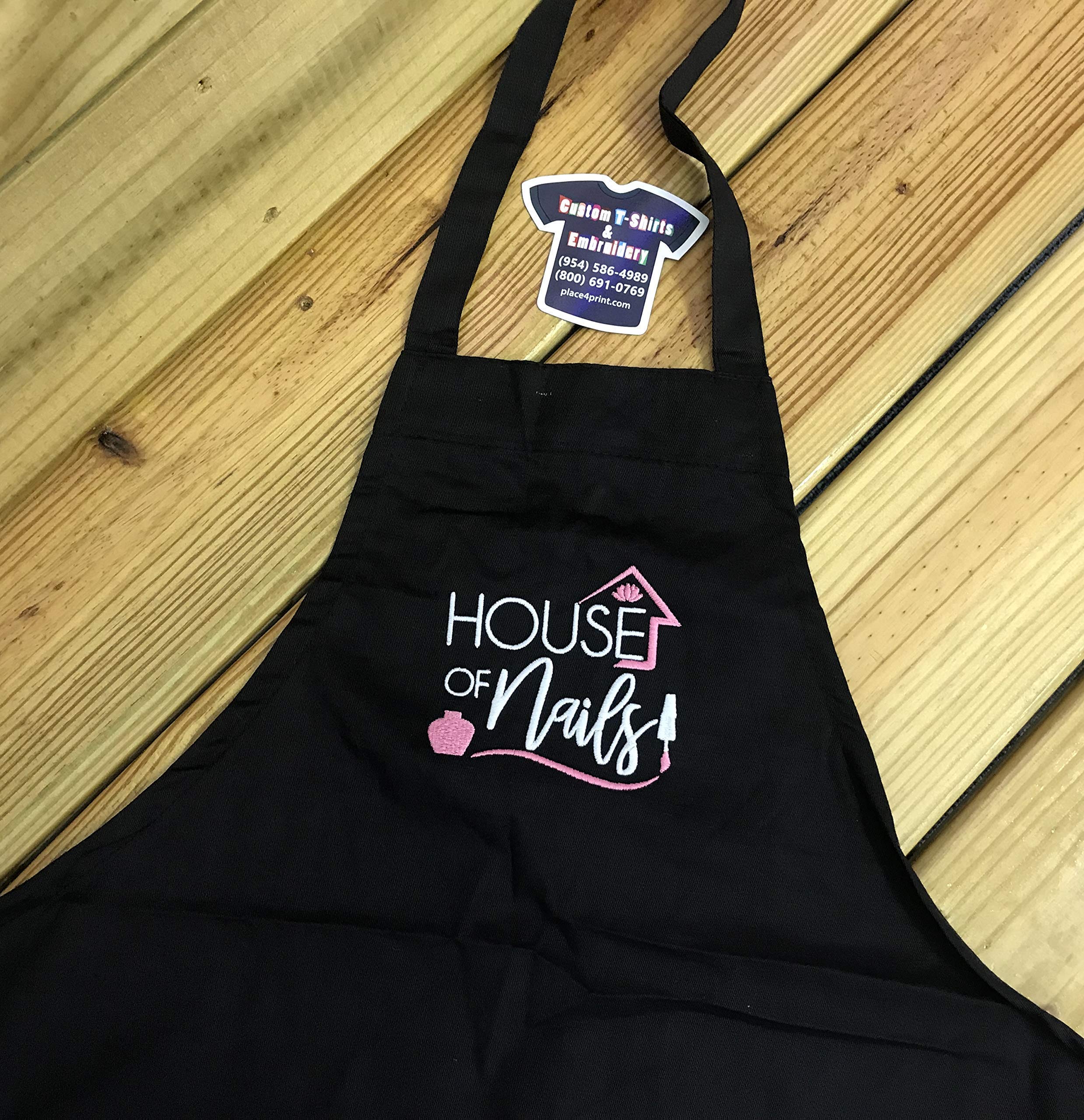 PLACE4PRINT Personalized Chef Apron with Hat Set for chef Embroidered Design - Aprons for Women and Men, Kitchen Chef Apron with 2 Pockets and Long Ties, Adjustable Bib Apron for Cooking, Serving