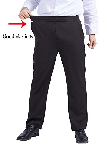 Nanxson Men's Baggy Chef Pants Restaurant Work Pants Elastic Waist with Pockets CFM2012 Black