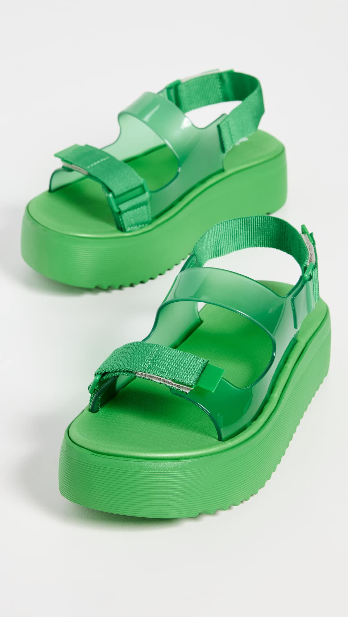 Melissa Women's Brave Papete Platform Sandals, Green, 9 Medium US