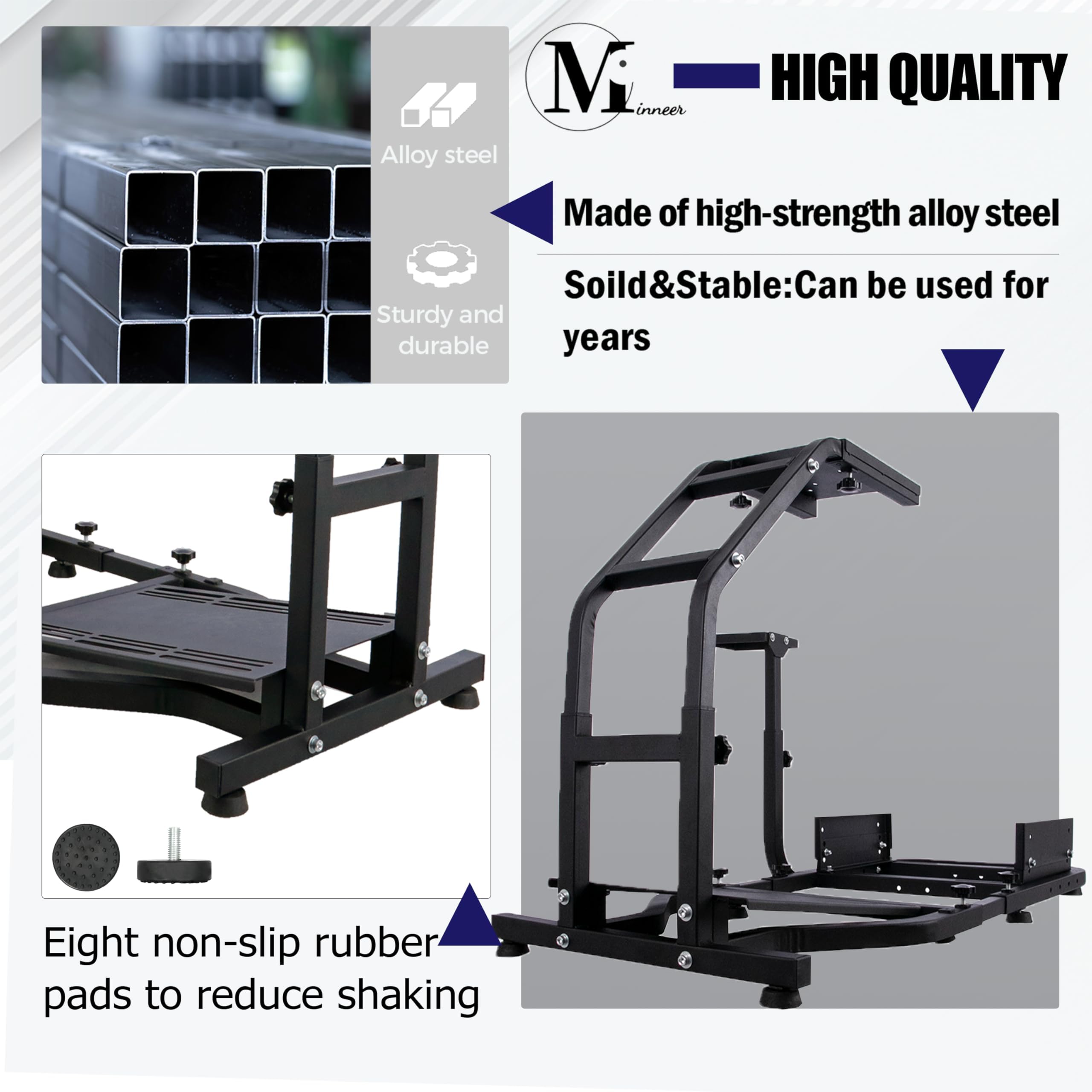 Minneer Ladder Type Driving Simulator Cockpit Match Seat Fits for Logitech/Thrustmaster/Fanatec/Moza/PXN G25/G27/G29/G920/G923/T300/T248/TX Racing Sim Mount(Seat, Wheel, Pedal, Handbrake Not Included)