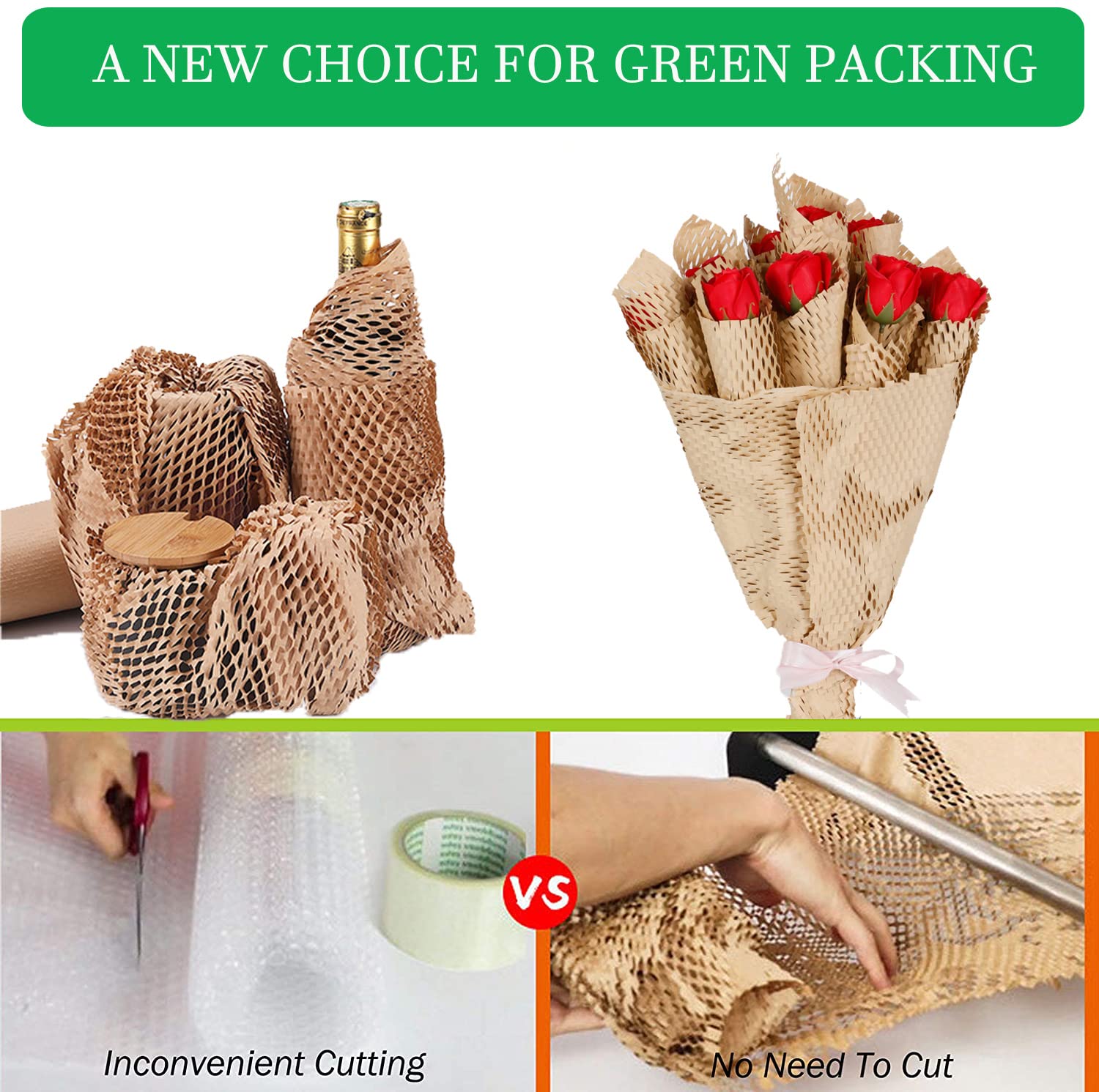 Honeycomb Packing Paper for Moving 15βx400β Honeycomb Cushioning Wrap Paper .Recyclable Biodegradable Honeycomb Packing Supplies,Bubble Paper Wrapping Protective Roll 20pcs Fragile Sticker Labels