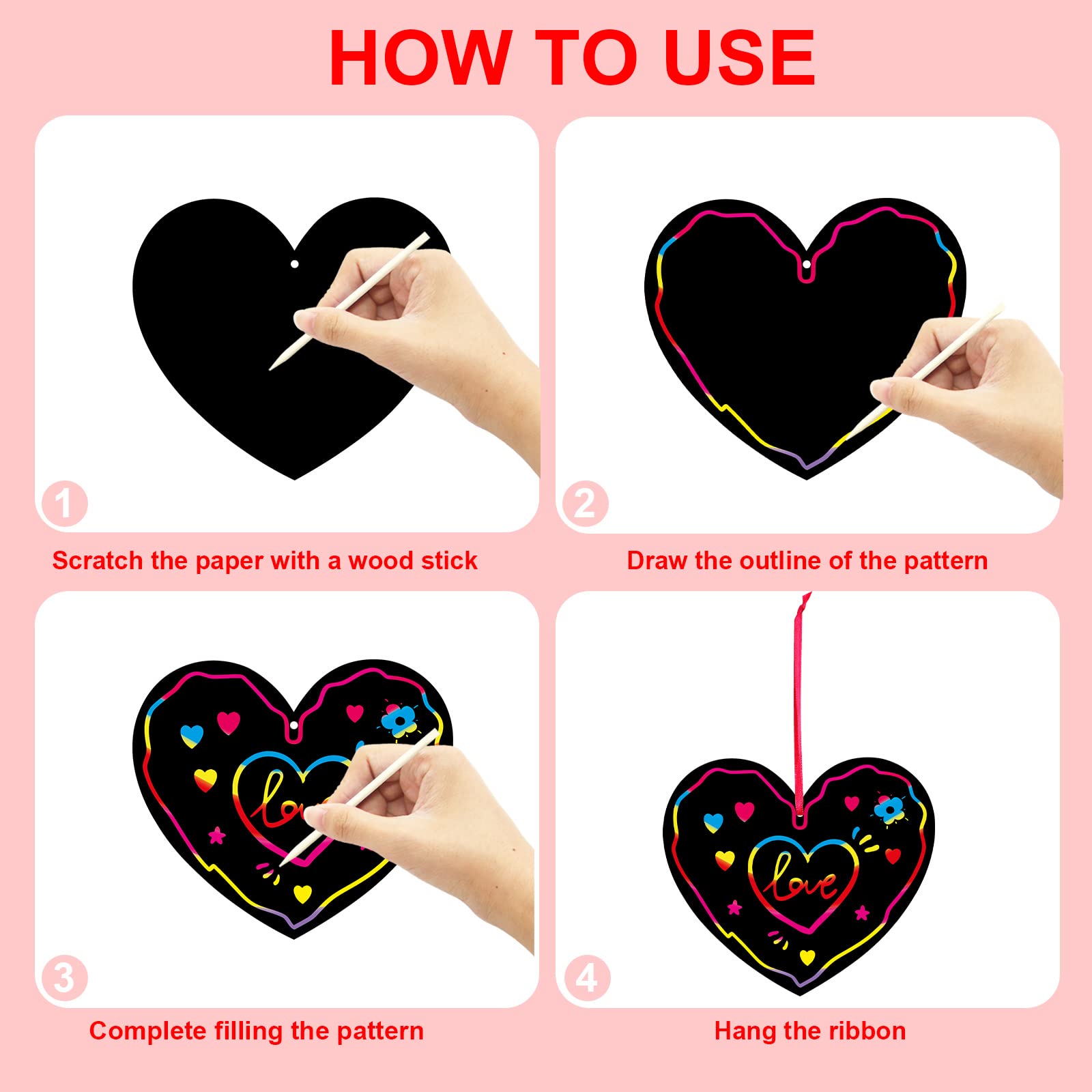 Mothers Day Scratch Crafts Arts Kit Happy Mother's Day Rainbow Scratch Paper for Kids Classroom Activity 36Pcs
