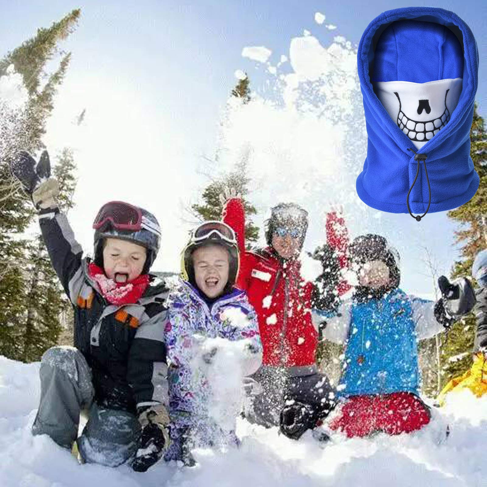 Kids Winter Face Mask Balaclavas Hat Boys Girls Skiing Riding Cold Weather Balaclava Snow Mask (Blue2)
