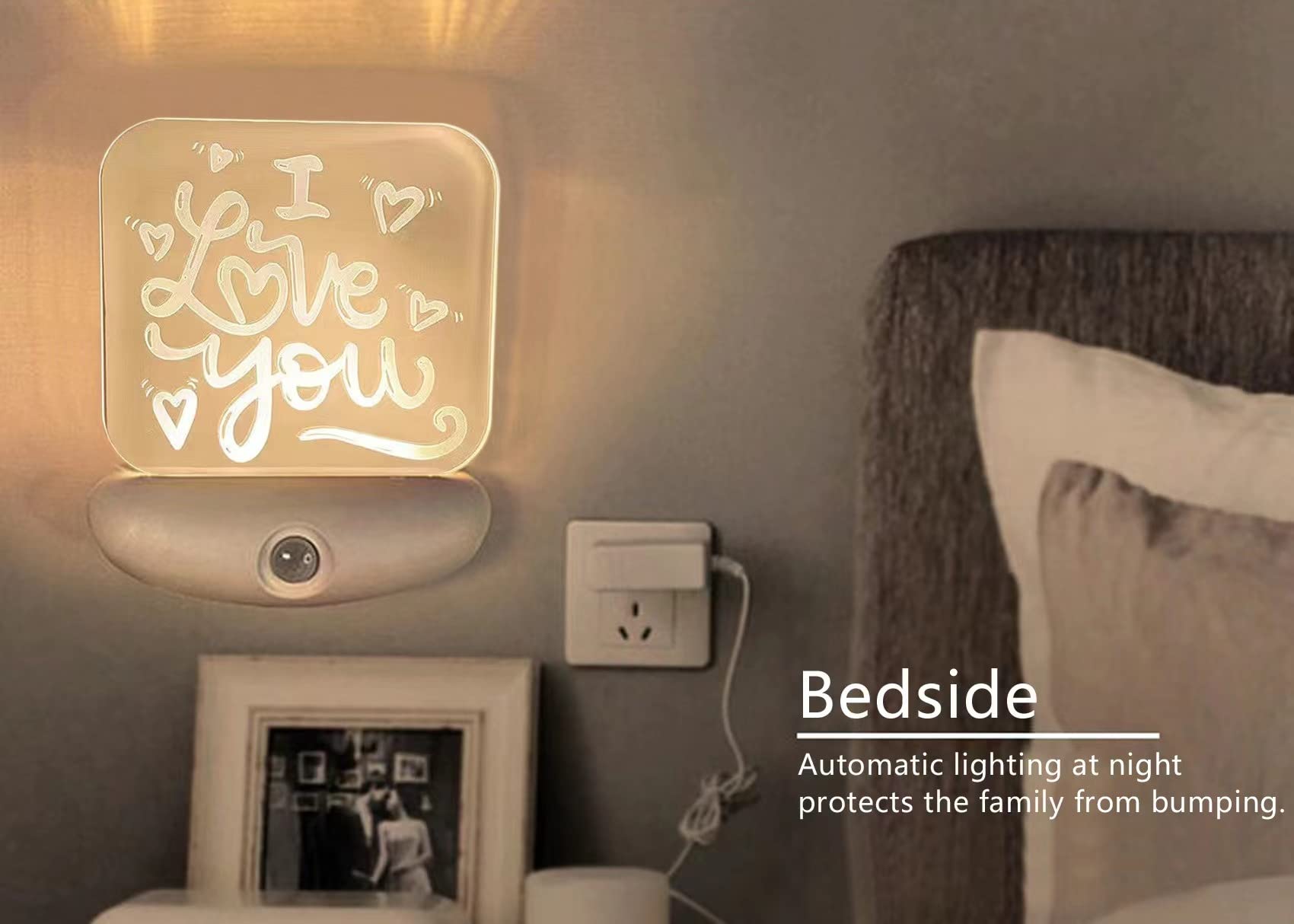 Motion Sensor LED Light, 3D Illusion Night Lamp ,Baby Light for Room Decor,USB Charge Decoration Lamp for Christmas Birthday Gifts Bedroom Bedside