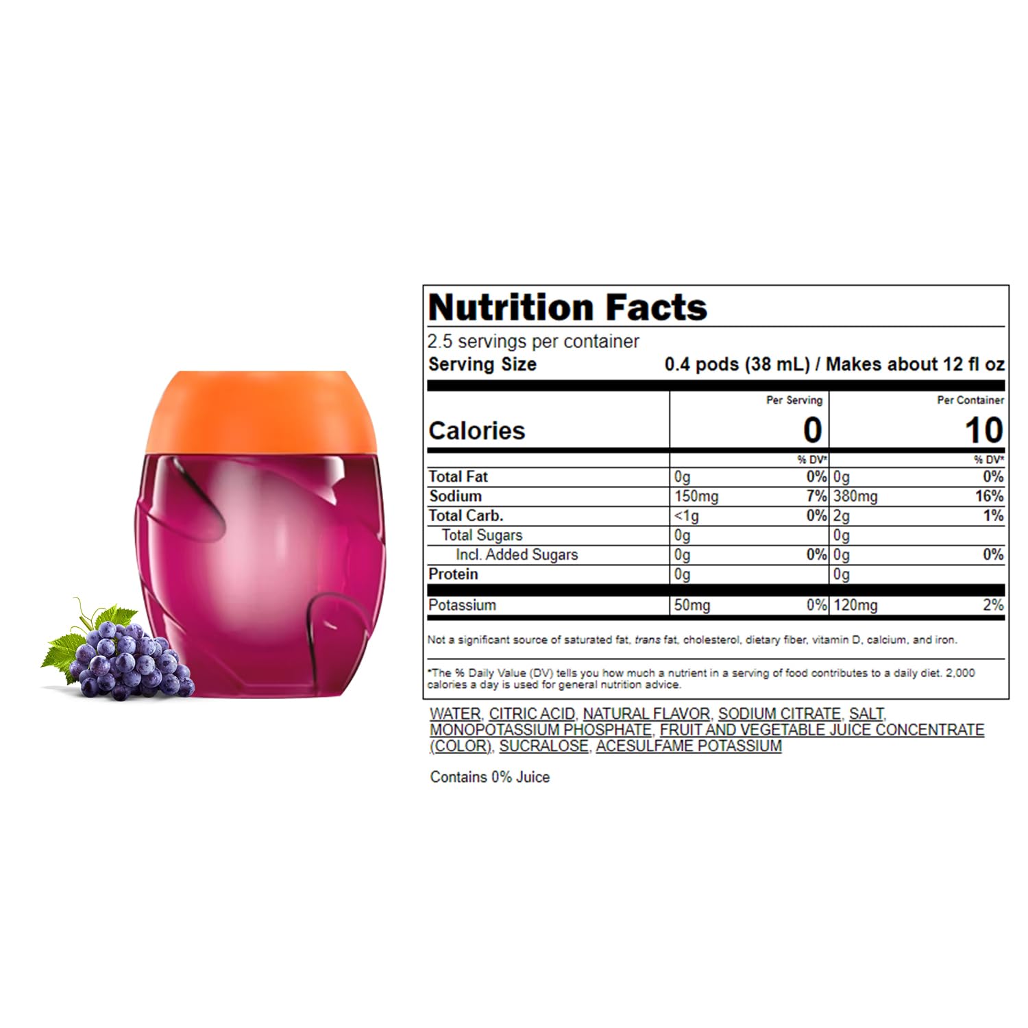 Gx Pods, Grape Zero, 4 Counts of Sugar-Free G Pods for Gx Water Bottle, Makes 30 Fl. Oz.