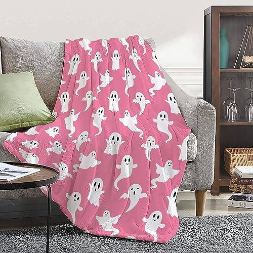 Pink Ghosts Blanket for Girls Women Kids Fleece Lightweight Throws Blanket Spooky for Boys Soft Flannel Blankets Decorations-30 x40