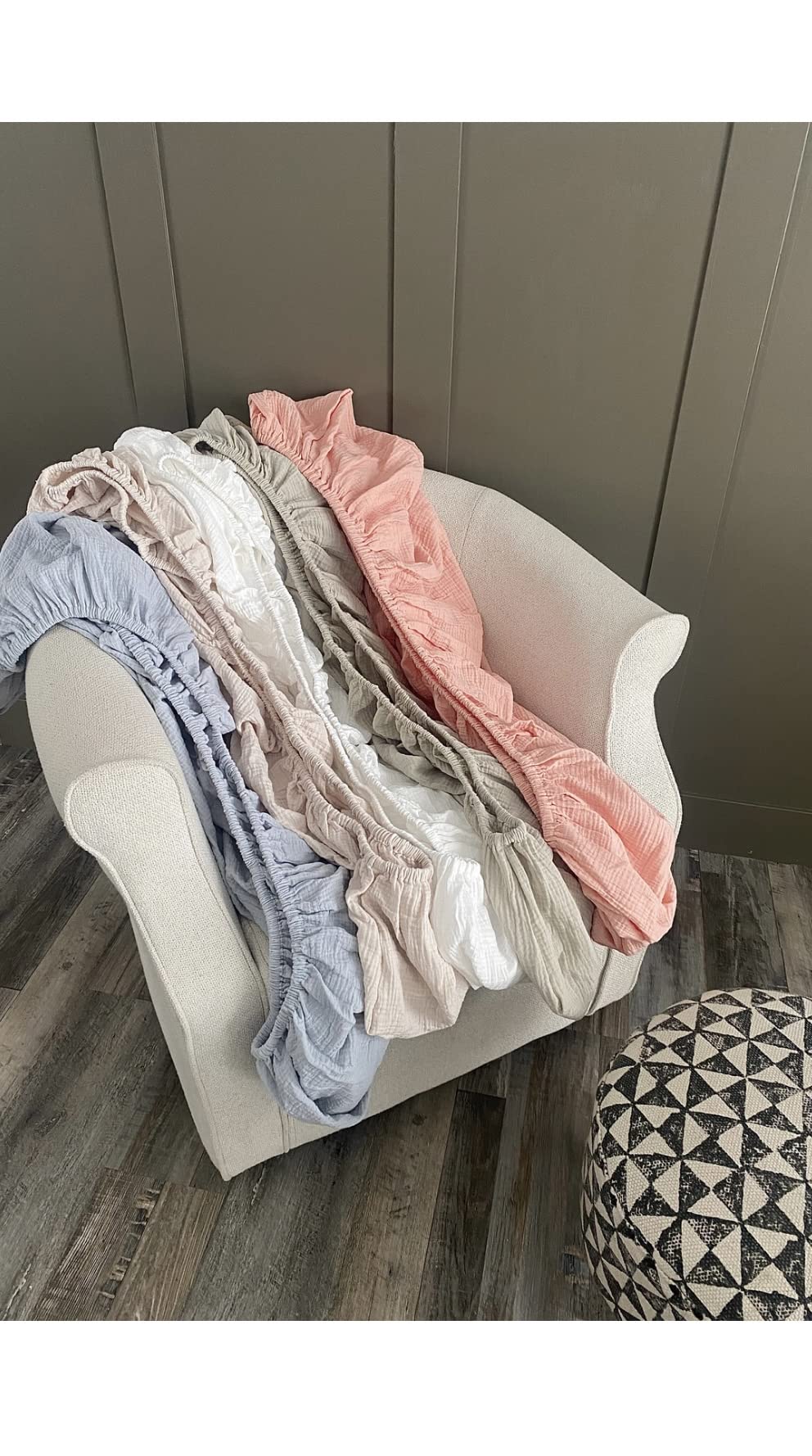 Neutral Muslin Crib Sheets (Creamy White)