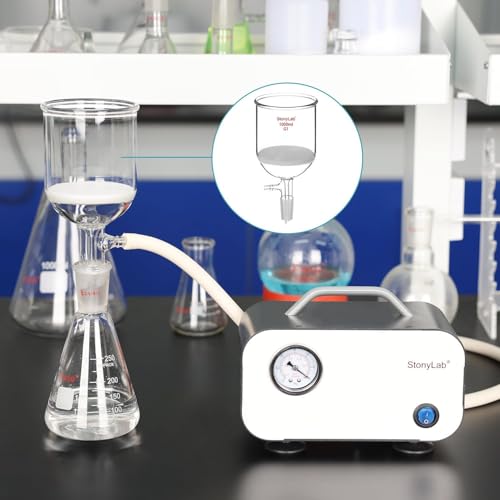 StonyLab Borosilicate Glass Buchner Filtering Funnel 1000ml with Medium Frit(G2), 155mm Inner-Diameter,145mm Depth, with 24/40 Standard Taper Inner Joint and Vacuum Serrated Tubulation (2000ml)