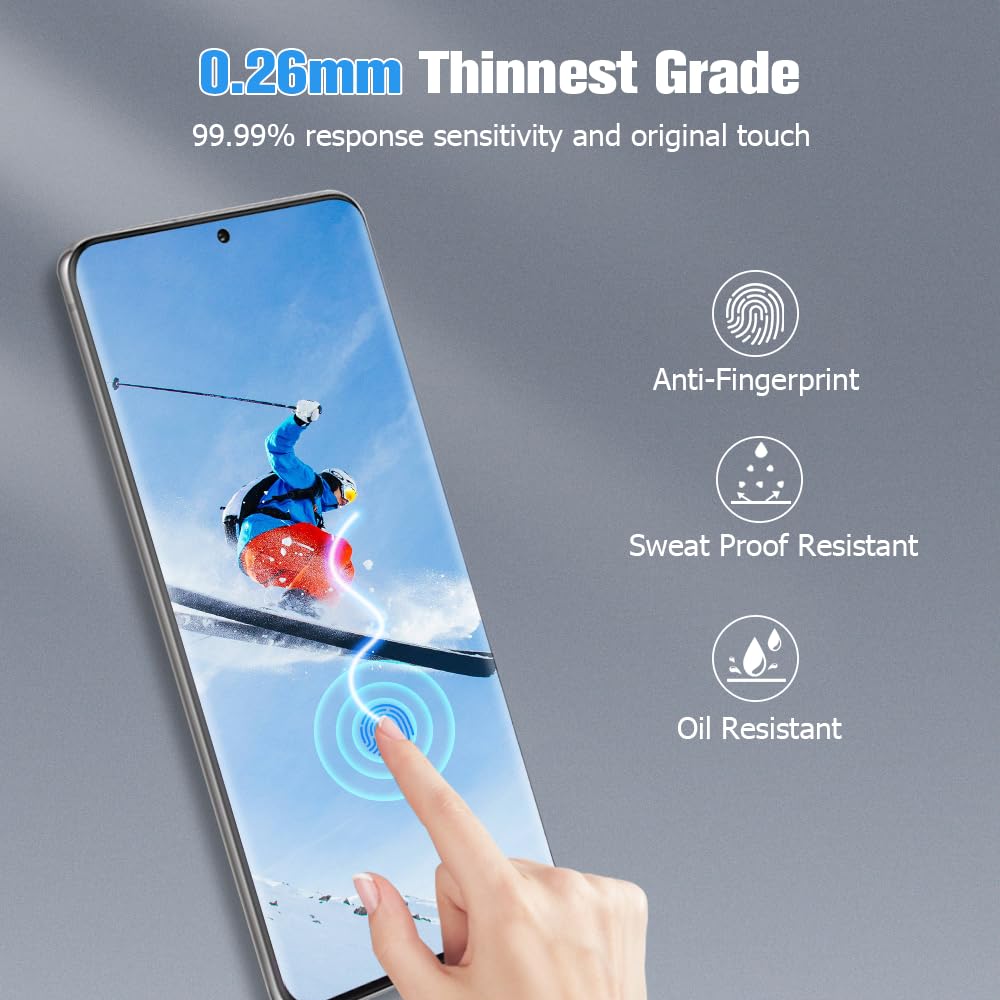OuYteu [2+2 Pack] Galaxy S20 Glass Screen Protector and Camera Protector, HD Clear 9H Tempered Glass, Compatible Fingerprint, 3D Curved,Bubble-Free for Samsung Galaxy S20 Glass