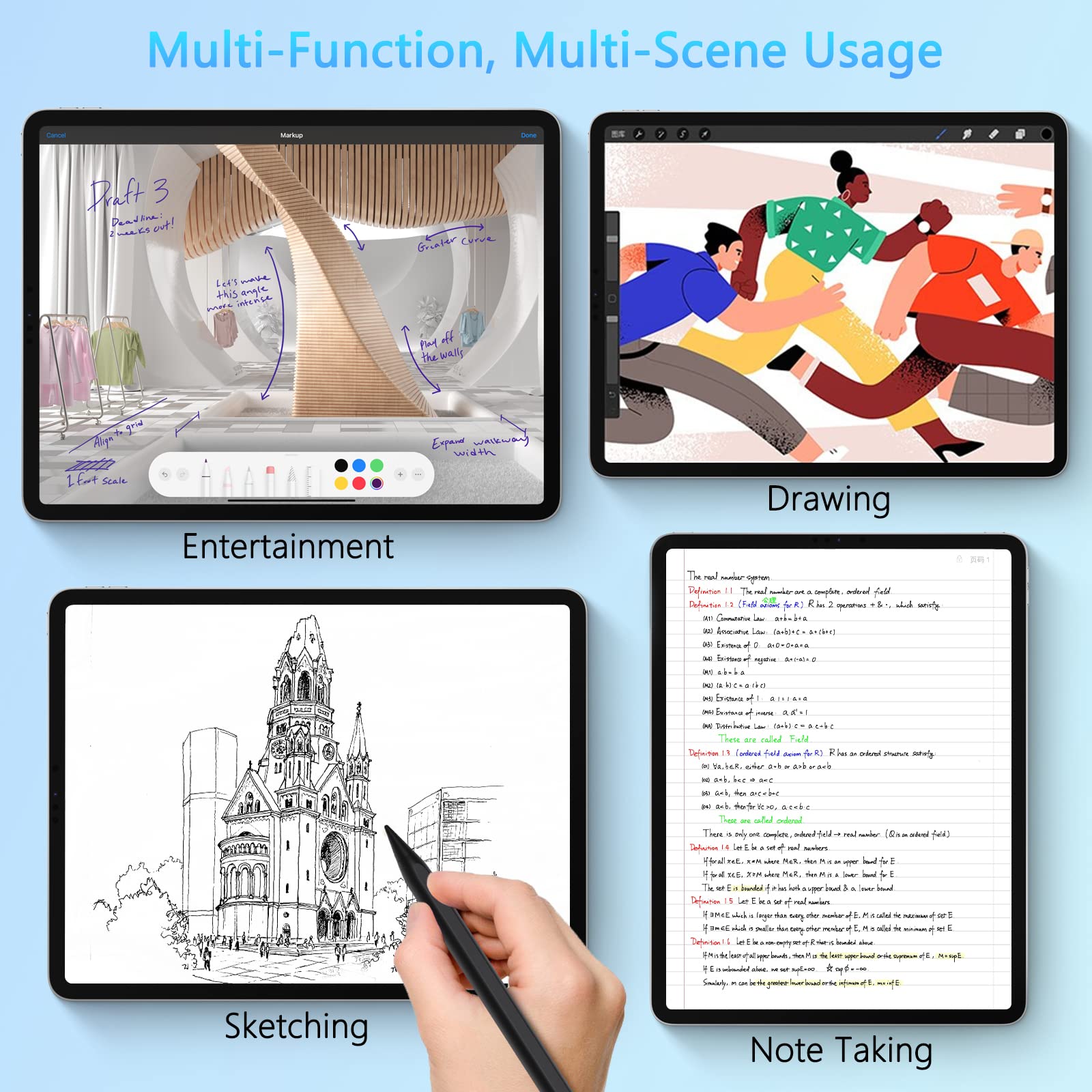 Pencil 2nd Generation Compatible with Apple Pen - Stylus Pen for iPad Tablet Touch Screens,Compatible with iPad Pro 11/12.9in,iPad Air 3rd/4th/5th,iPad 6/7/8/9/10th,iPad Mini 5th/6th Gen