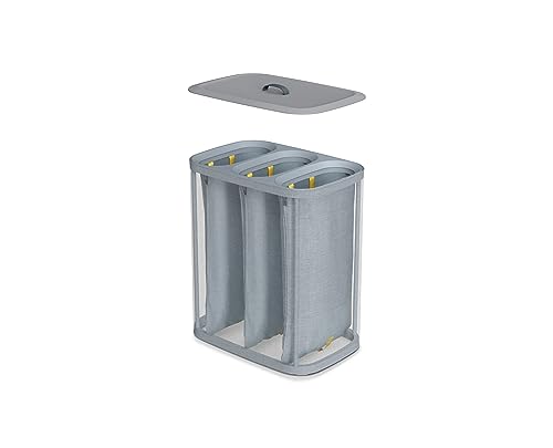 Joseph Joseph Tota Trio 90-liter Laundry Hamper Separation Basket with Lid and Removable Bags - Grey