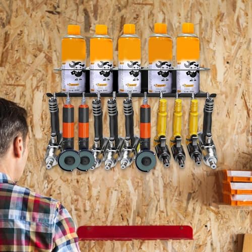 Wall Mounted Rack for Spray Can, Wall Mounted Storage Rack Spray Can Holder Rack, Heavy Duty Organizer Tool Steel 5 Holes Bottle Holder for Paint Can & Spray Can