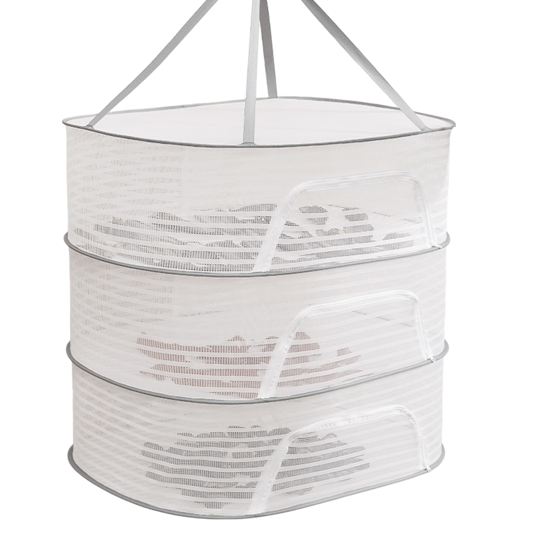 QmjdDymx Herb Drying Rack Herb Drying Rack 3 Layer Hanging Mesh Drying Net Collapsible Drying Rack with Zipper Opening for Plants, Buds, Fruits, Flowers, Vegetables, Cloth Dryer Rack