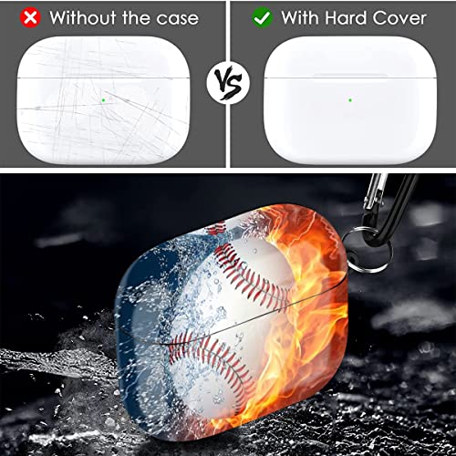 pzicase AirPods 3 Case 2021, AirPods 3rd Third Generation 2021 Protective Cover ,Premium TPU Shockproof Protective Cover for AirPods 3rd with Keychain (Baseball Fire)