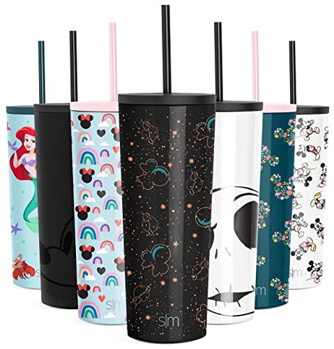 Simple Modern Disney Insulated Tumbler Cup with Flip Lid and Straw Lid | Gifts for Women Men Reusable Stainless Steel Water Bottle Travel Mug | Classic Collection | 24oz Minnie Mouse Starry Sky