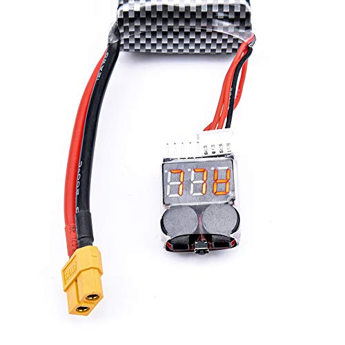 Readytosky Lipo Battery Checker RC Battery Low Voltage Buzzer Alarm Voltage Tester Monitor for 1-8S Lipo Life LiMn Li-ion Battery(4PCS)