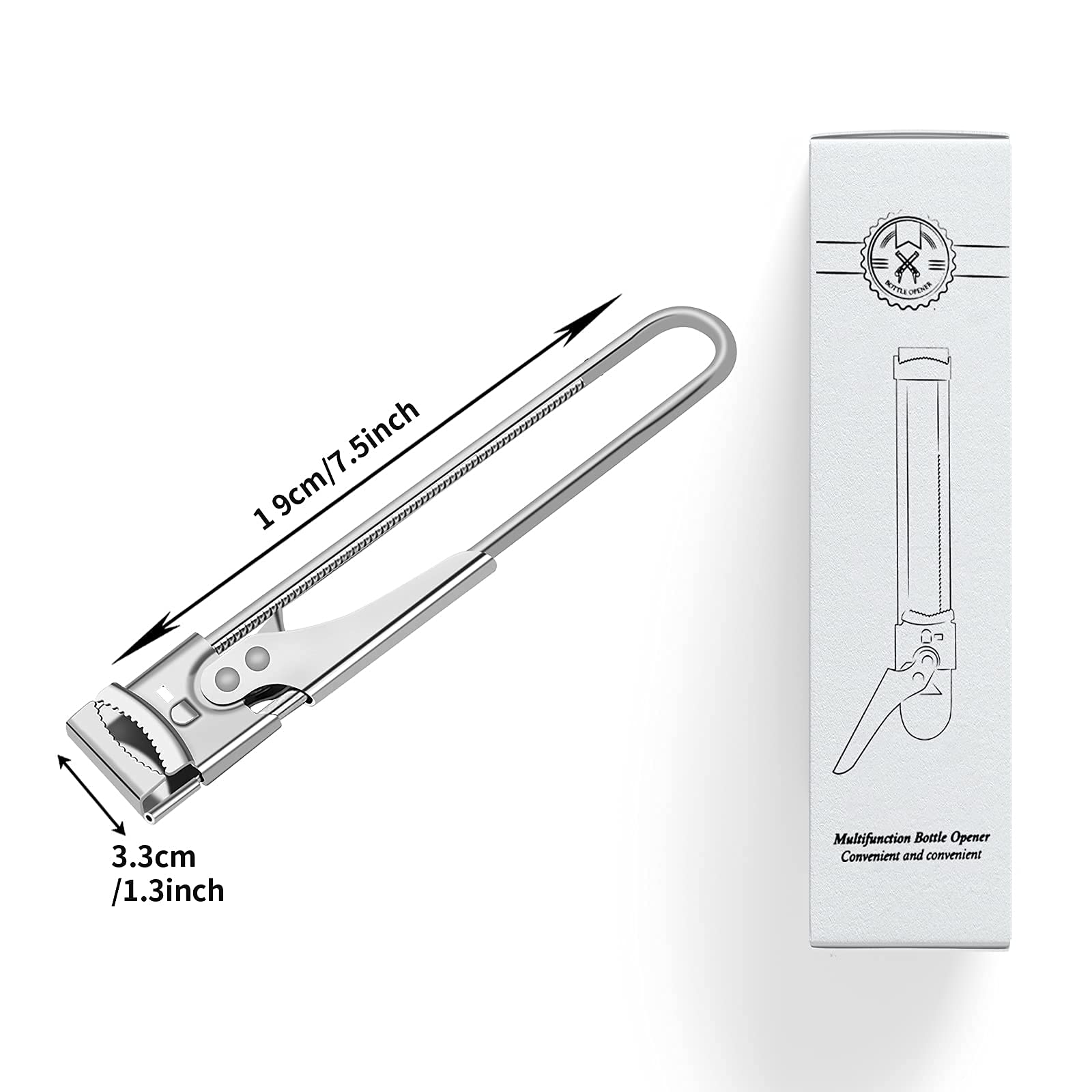 McGre Master Opener Adjustable &Bottle Opener,Adjustable Multifunctional Side Cut Opener Manual Jar Kitchen Gadgets Stainless Steel SB-002