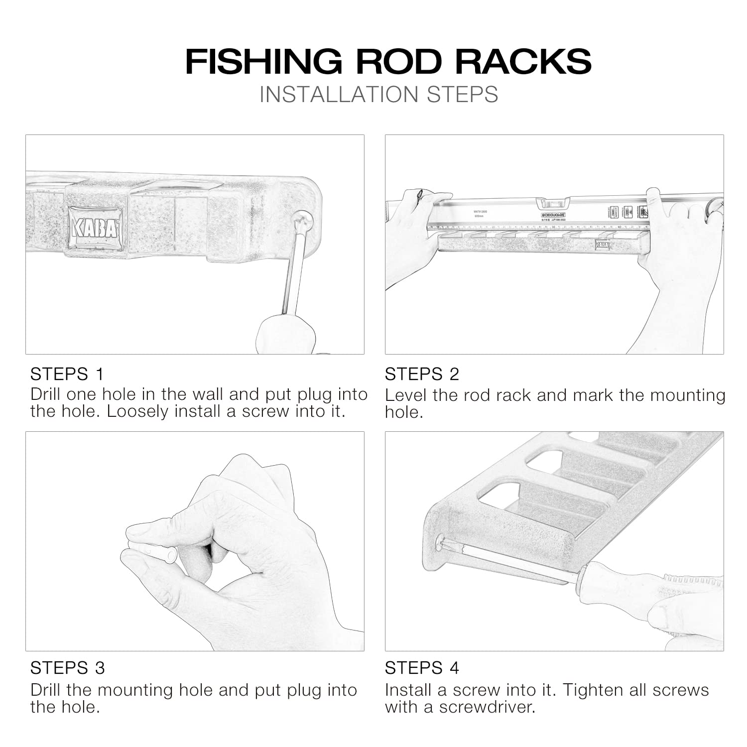 kaba Fishing Rod Holder for Garage Wall Mounted Fishing Pole Rack Vertical Storage 6 Rods Fishing Rod Rack