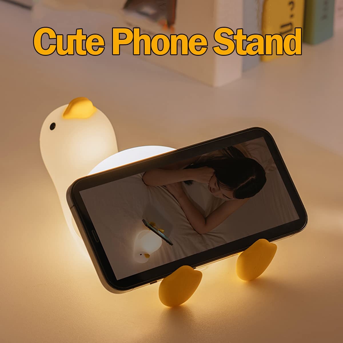 NICE POINT Night Light for Kids, Cute Squishy Lying Flat Duck Light, Kawaii Animals Silicone Lamp Up for Boys and Girls, LED Nightlight for Toddler Bedroom and Kid Room Decor.