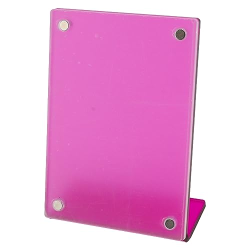 Jiawu Slanted Back Photo Frame, Self Standing Photo Frame Acrylic Multi Purpose Simple Operation for Office for Celebrity Mini Cards (Purple)
